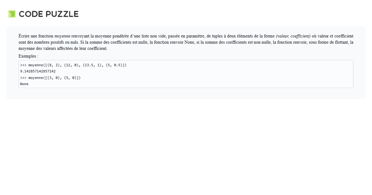 Code Puzzle | Défi - D2MXJ