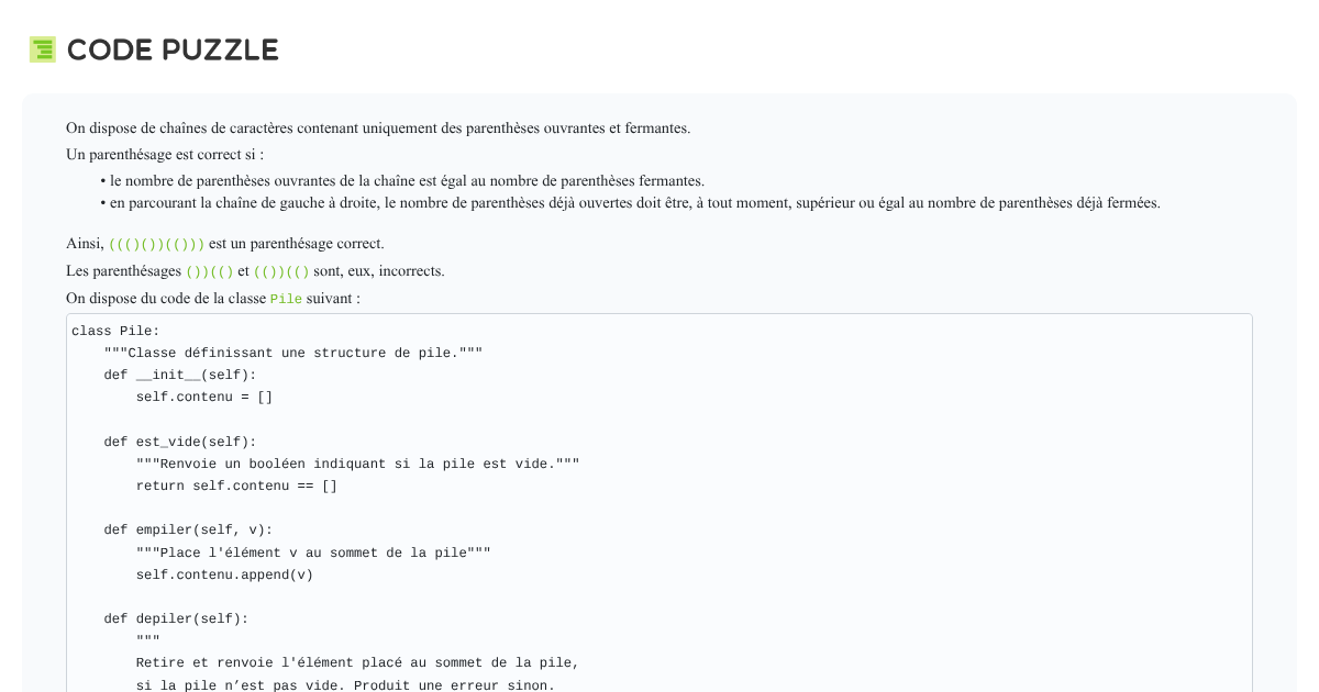 Code Puzzle | Défi - D34QT