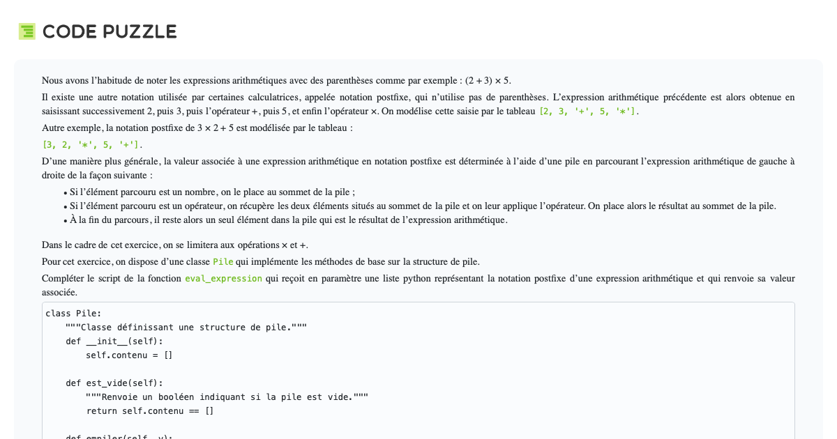 Code Puzzle | Défi - D5WU9