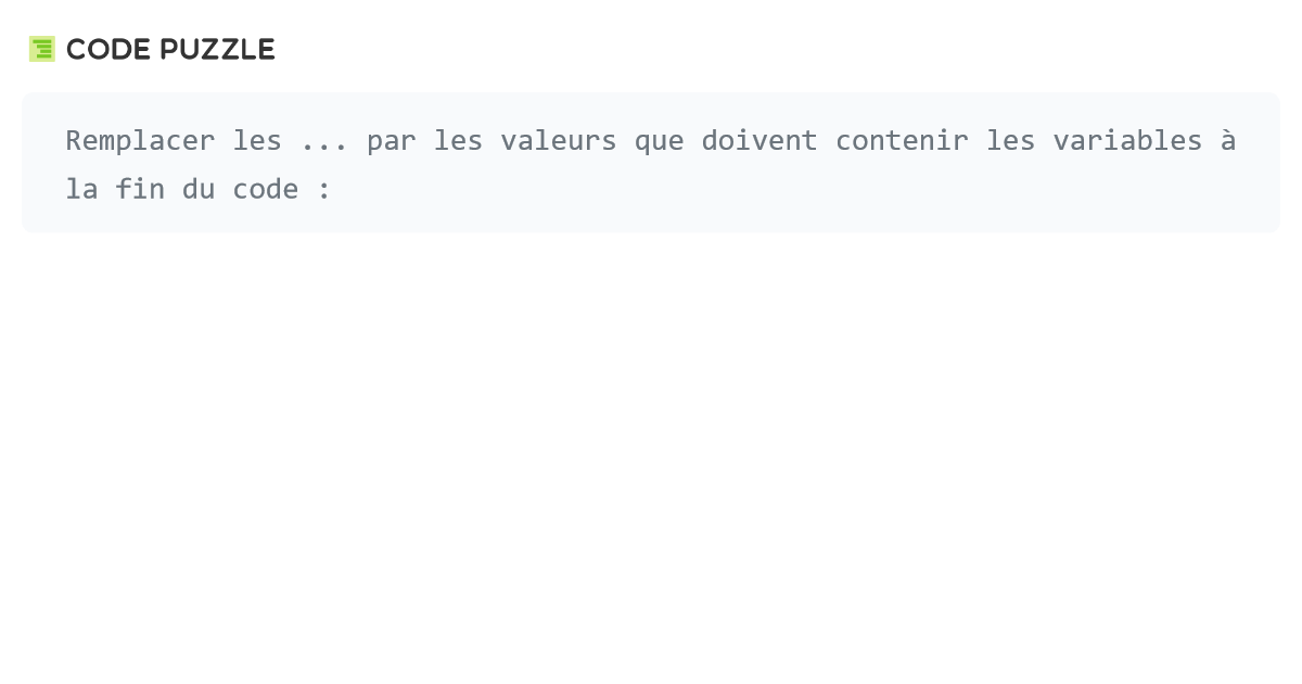 Code Puzzle | Défi - D6CBR