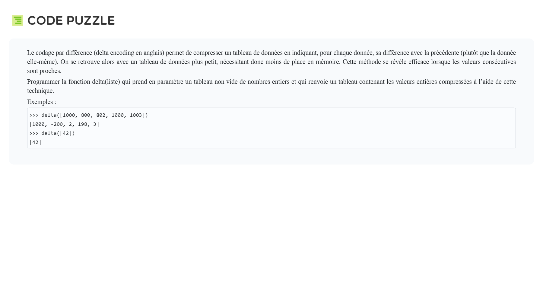Code Puzzle | Défi - D6GC7