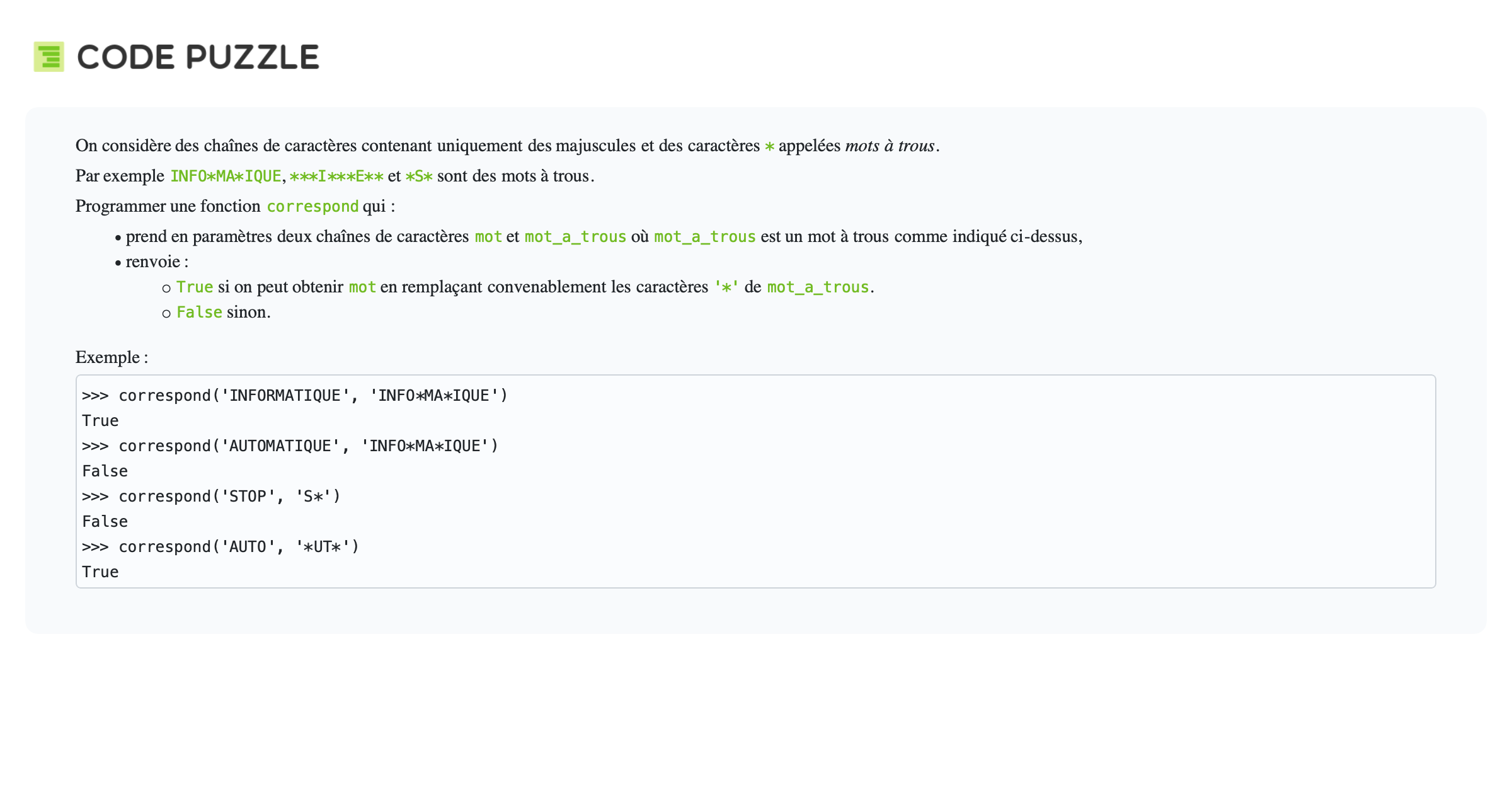 Code Puzzle | Défi - D96JH