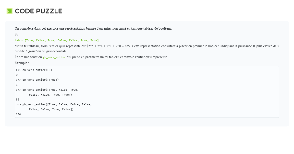 Code Puzzle | Défi - D9Y2P