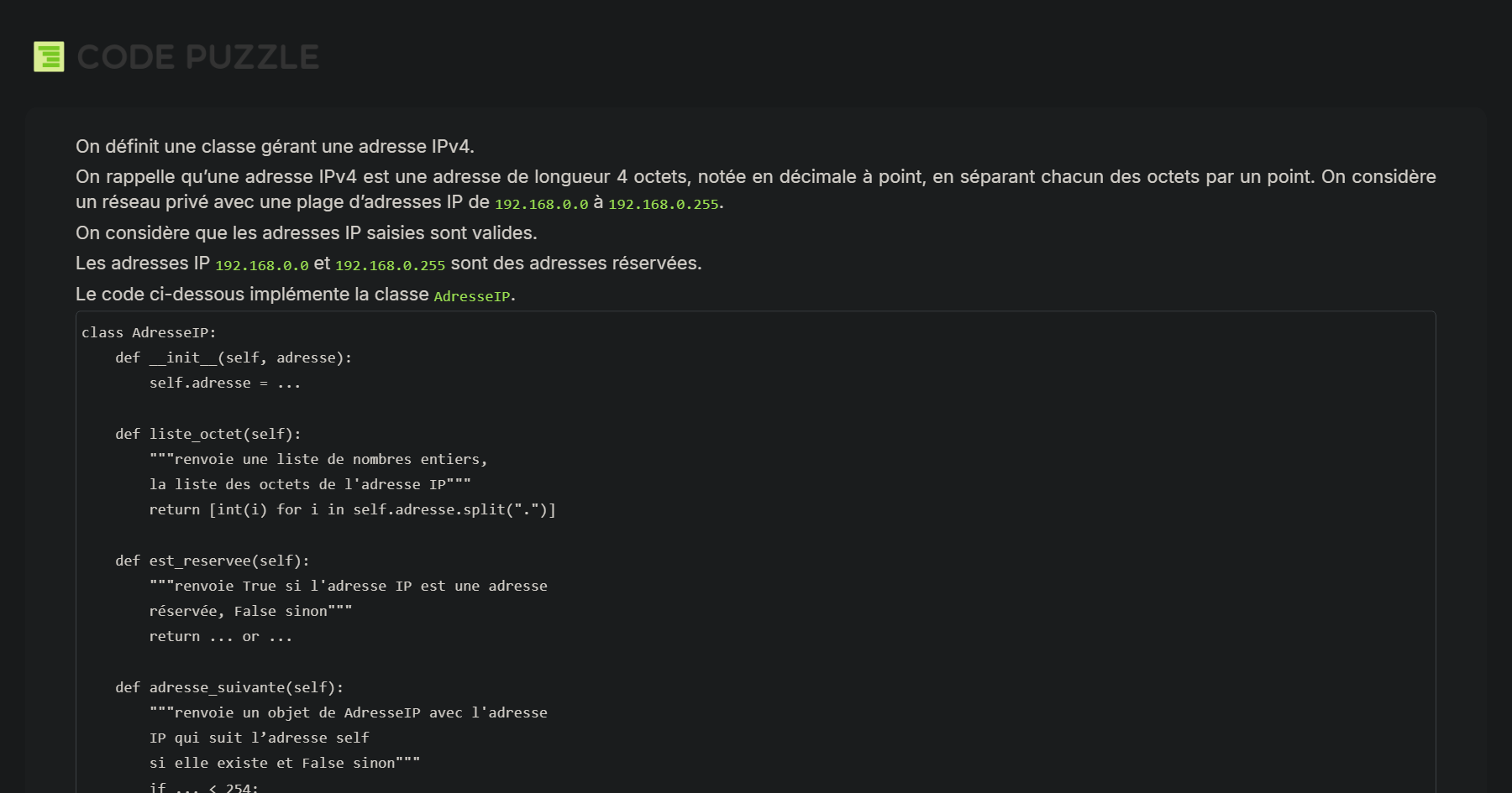 Code Puzzle | Défi - DB5DS