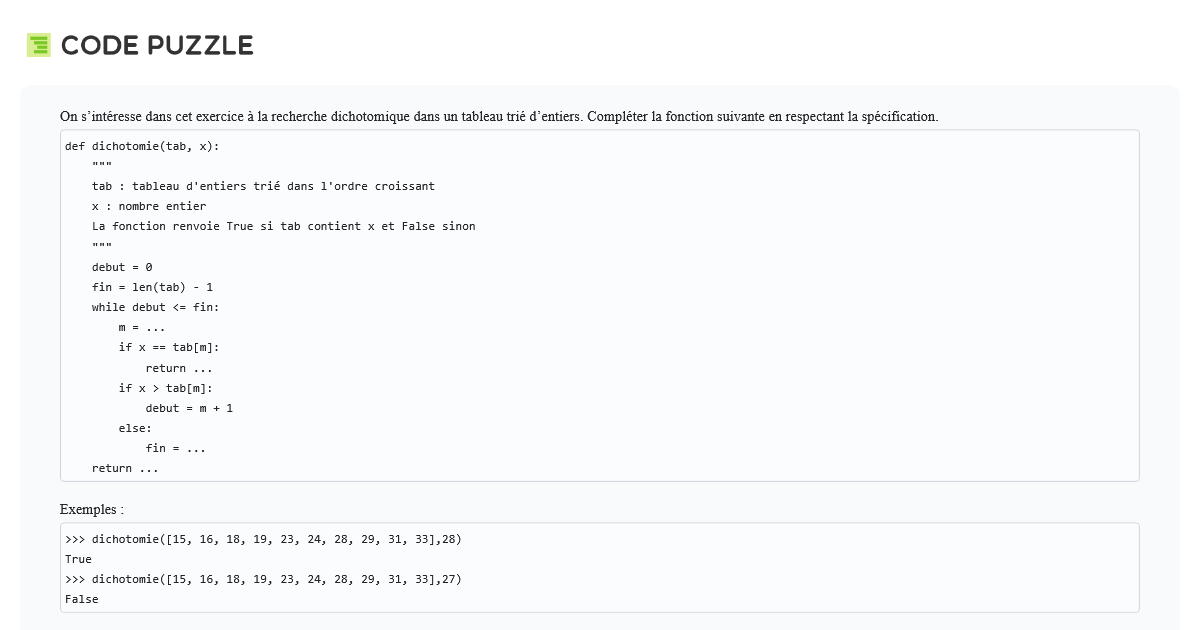Code Puzzle | Défi - DBTF9