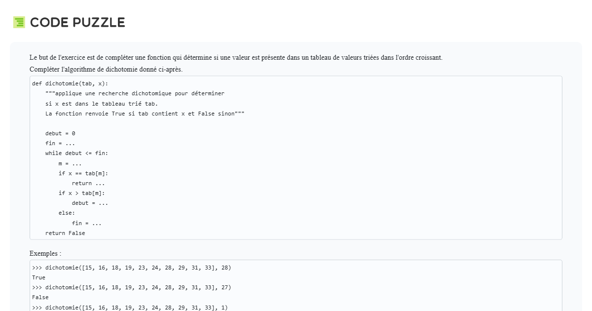 Code Puzzle | Défi - DC57D