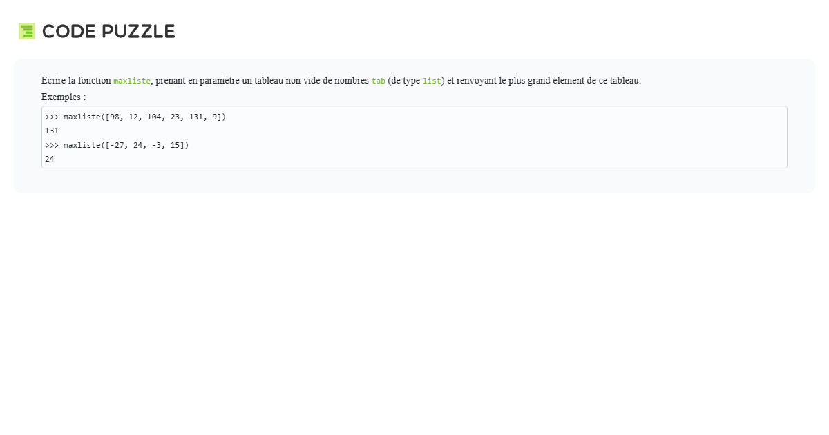 Code Puzzle | Défi - DL92R