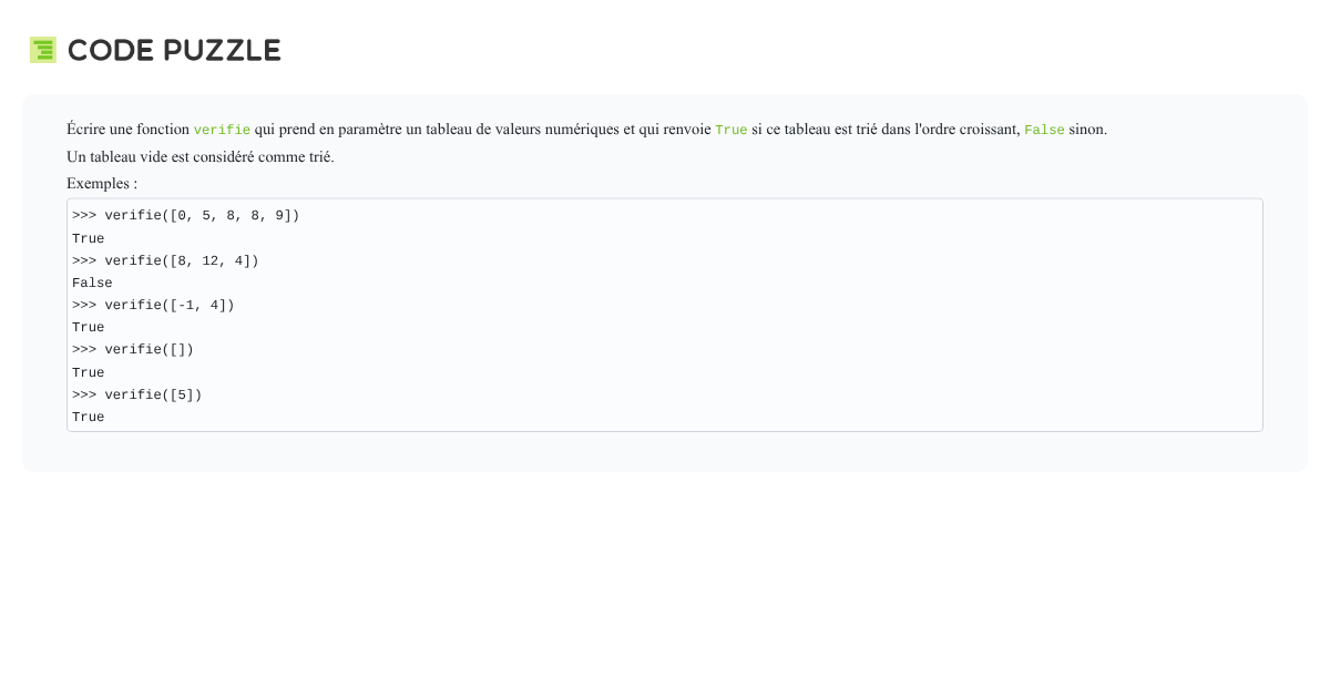 Code Puzzle | Défi - DPMQ9