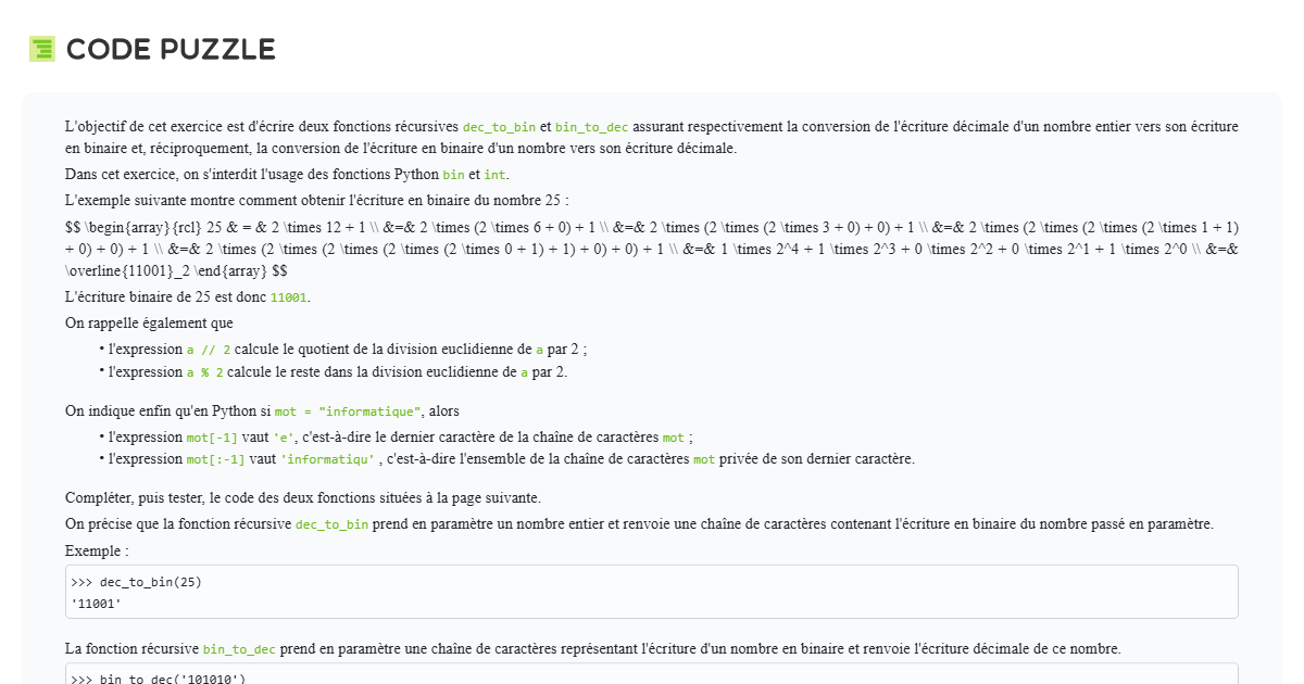 Code Puzzle | Défi - DQH64