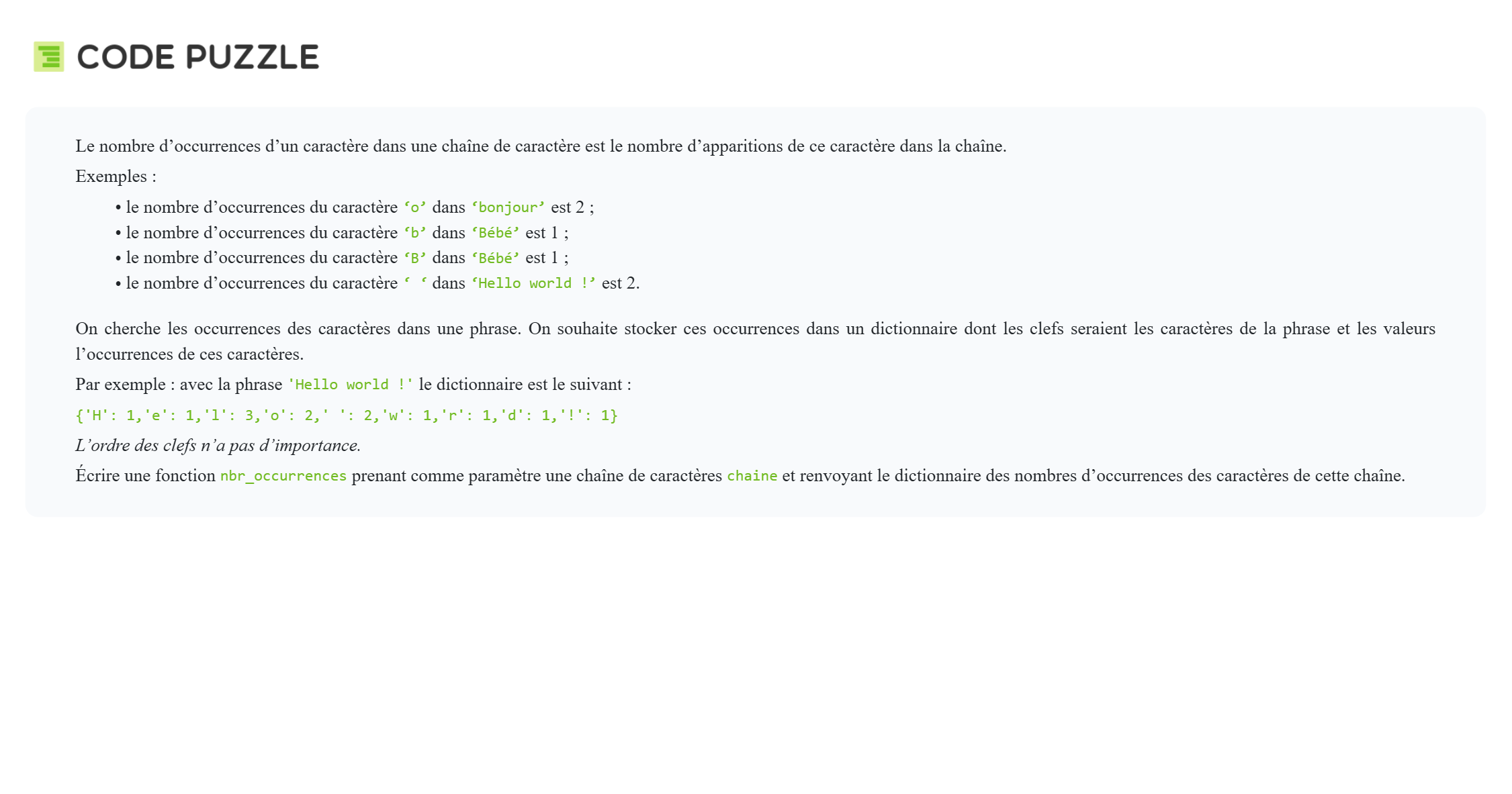 Code Puzzle | Défi - DVXFBE
