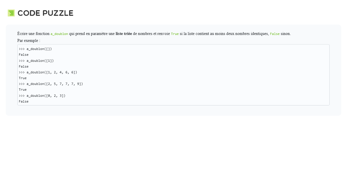 Code Puzzle | Défi - DW5F2