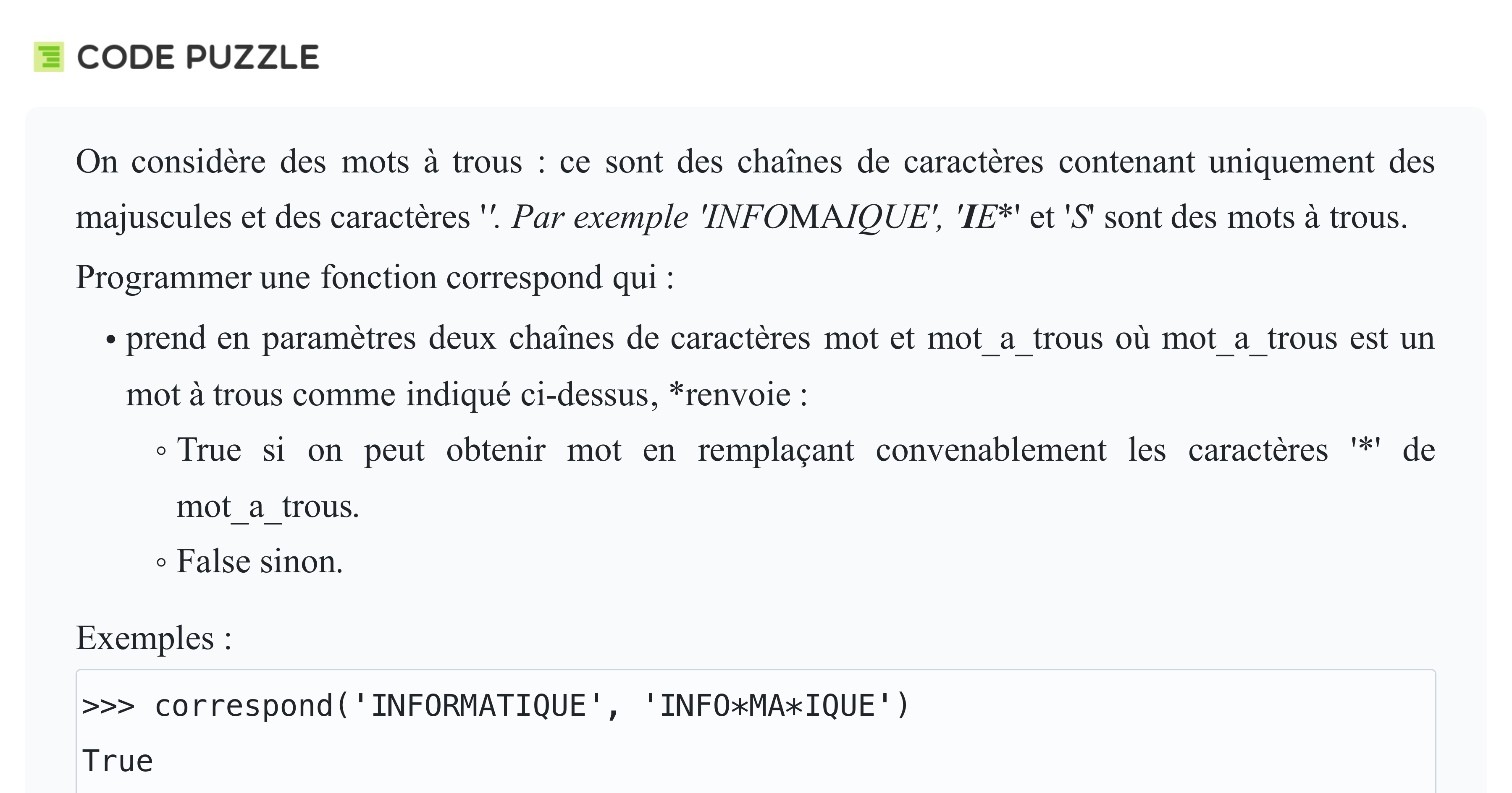 Code Puzzle | Défi - DYS2C
